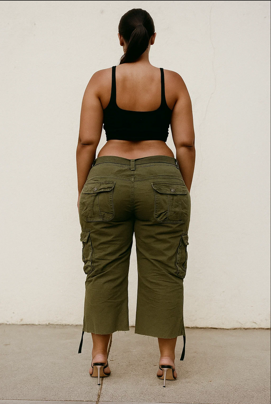 The Utility Cropped Cargo Capri Olive – BABES