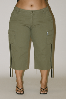 The Cropped Cargo Capri Olive – BABES